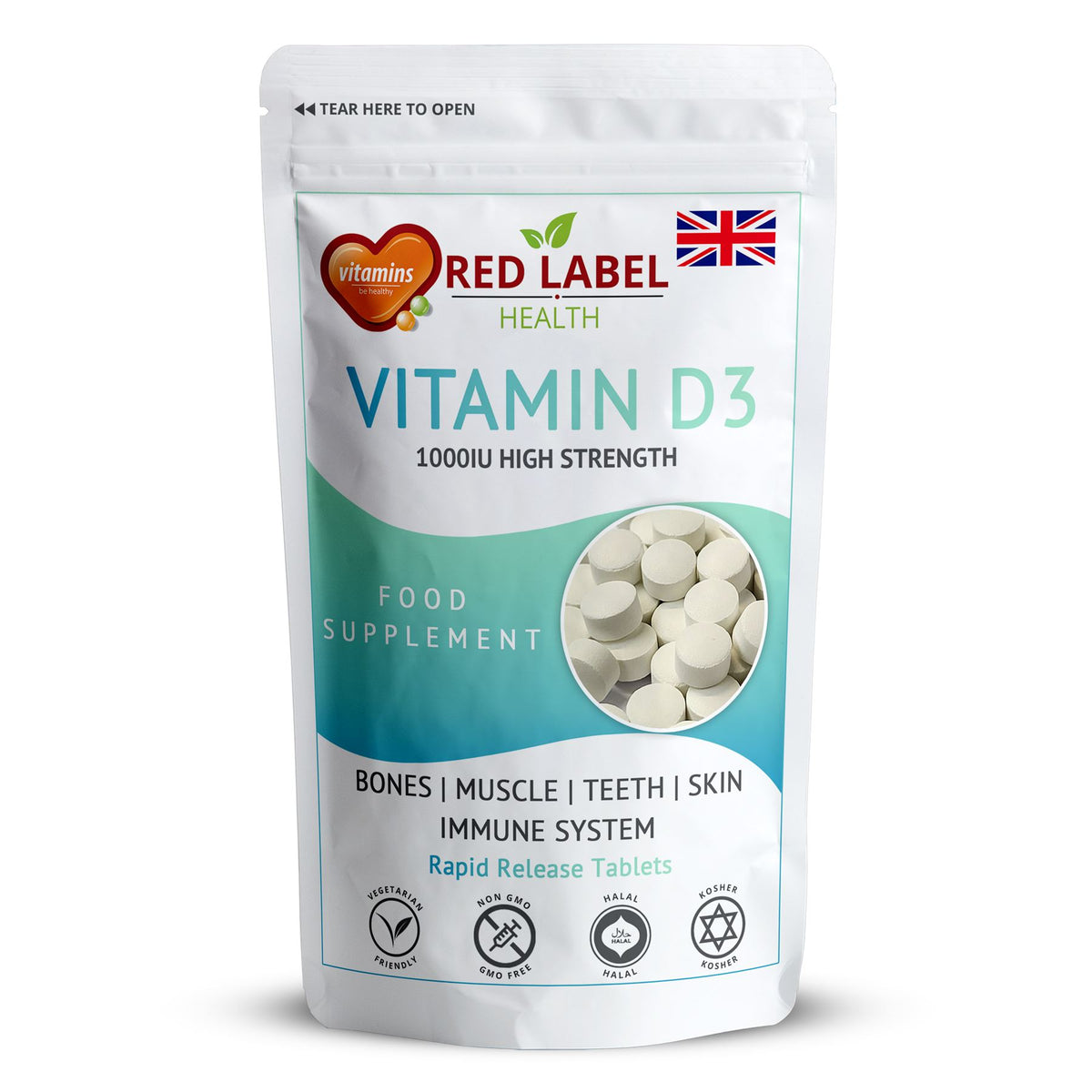 Vitamin D3 1000IU - 60 Tablets – Red Label Health