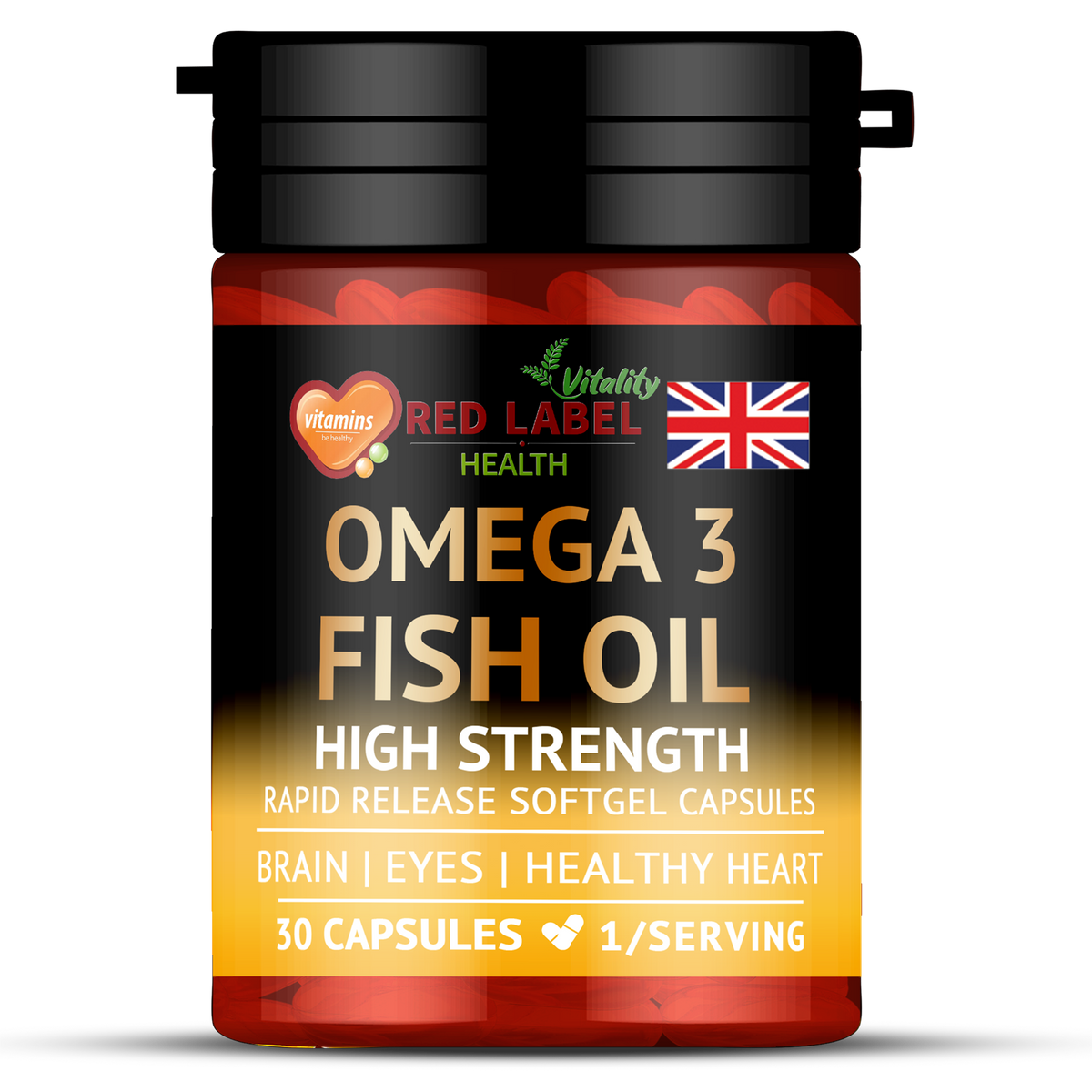 Omega 3 Fish Oil 1000mg - 30 Capsules – Red Label Health